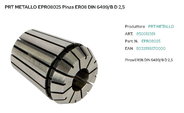 COLLET/PINZA EPR0825 PINZA ER08 DIN 6499/B MM 2.5 - Pelusi